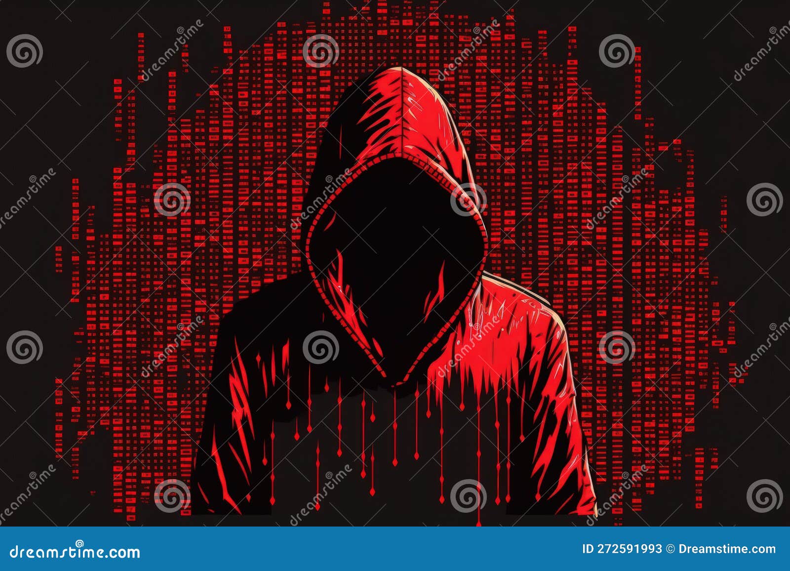 Opened by a Hacker with a Red Binary Backdrop Stock Illustration ...