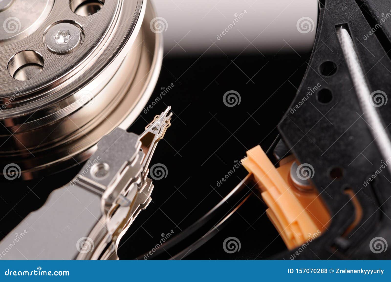 Opened hard disk drive stock photo. Image of magnetic - 157070288
