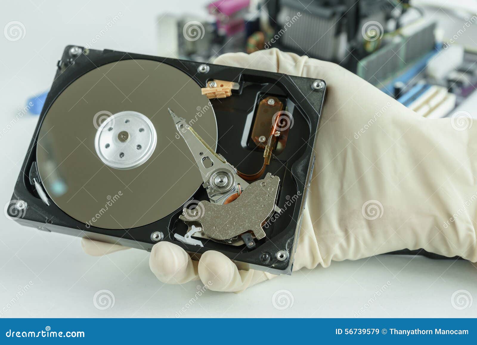 Opened Hard Disk Drive in Hand Stock Image - Image of fall, hand: 56739579