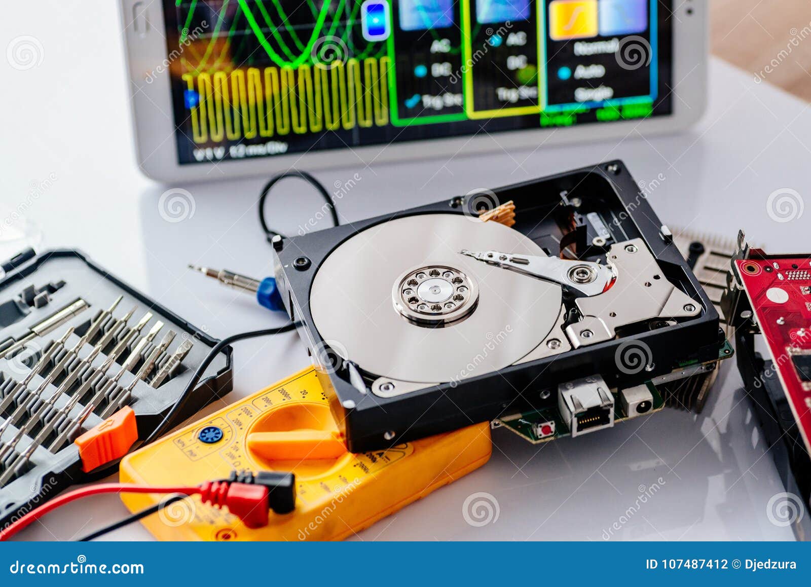 Opened Hard Disk in Service Laboratory. Stock Photo - Image of storage ...