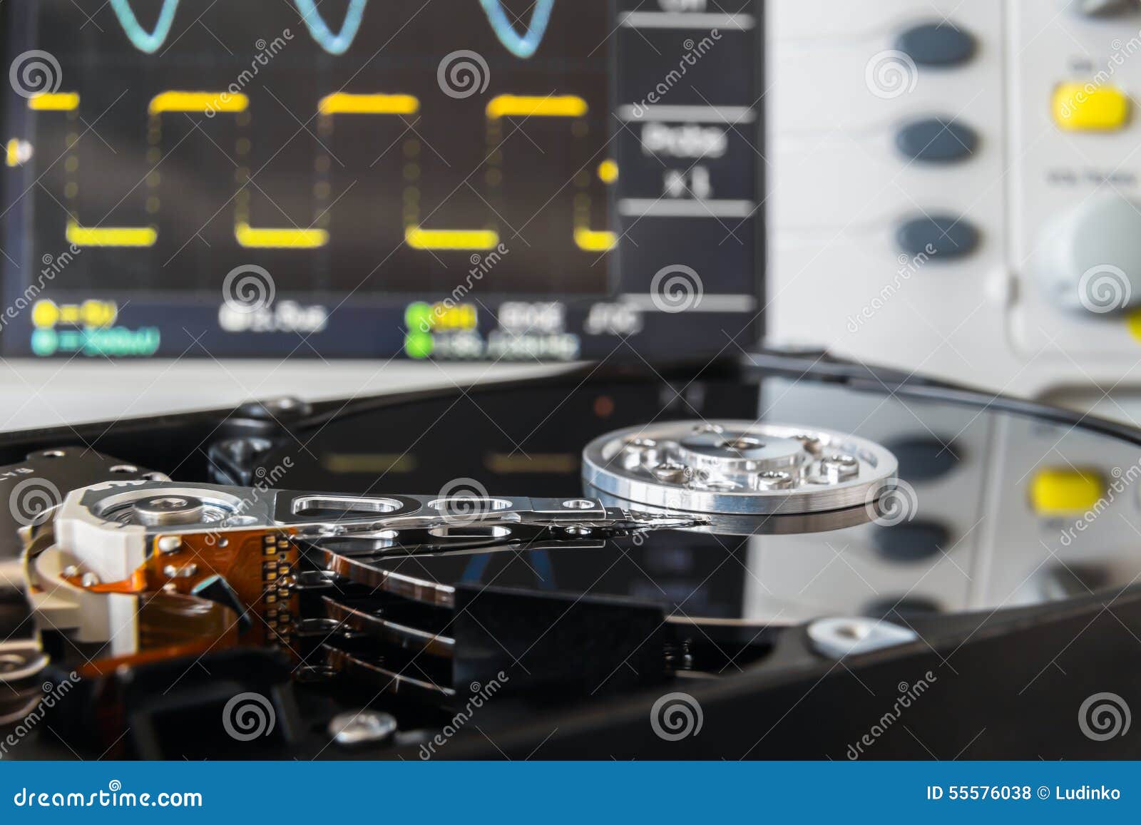 Opened HDD in a Test Laboratory Ready for Data Recovery or Repair Stock ...