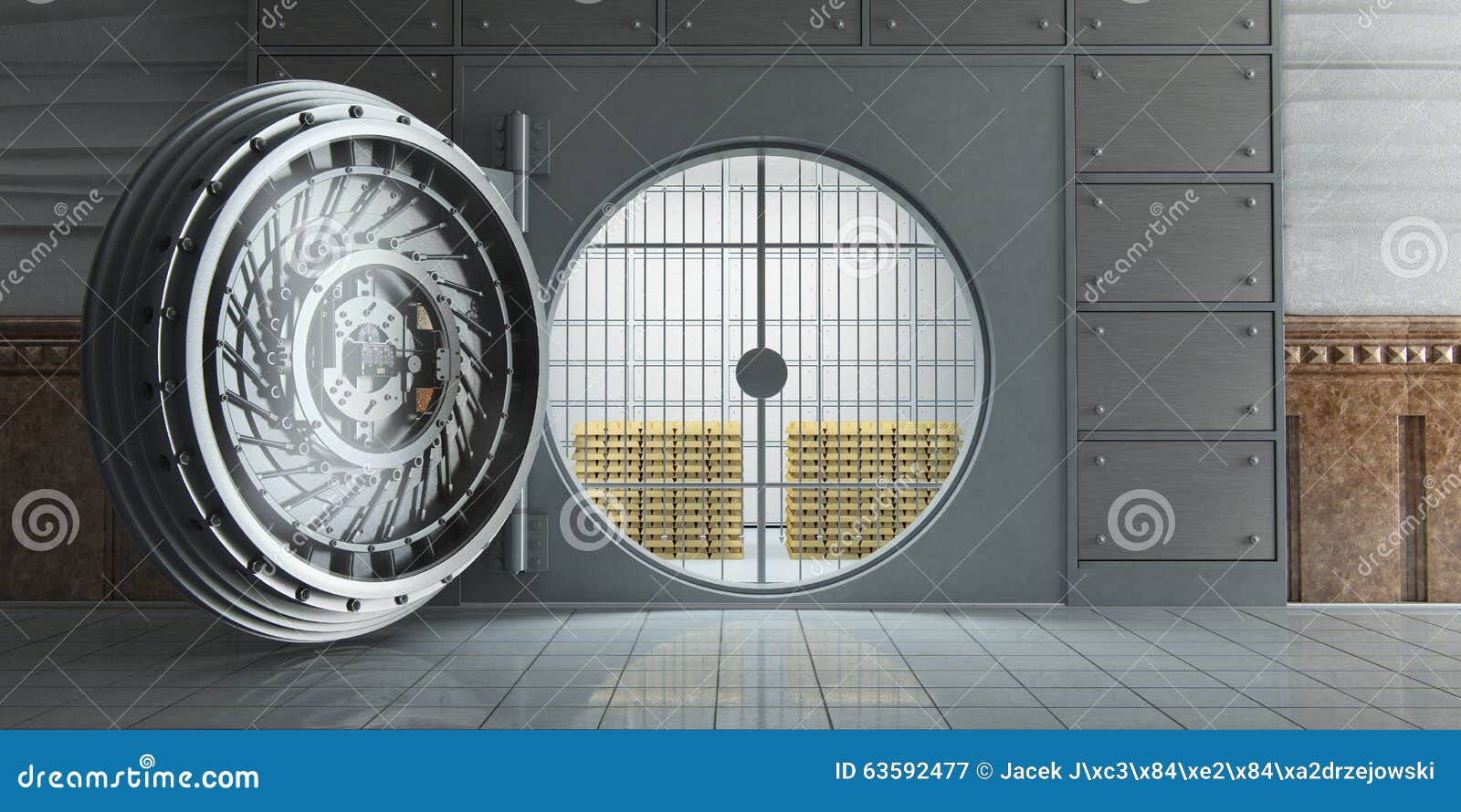 Opened Huge Bank Vault Full Of Gold Bars Front View Royalty-Free Stock ...