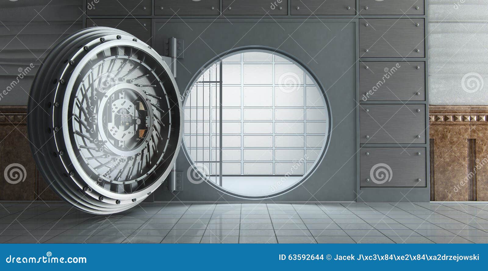 Opened Huge Empty Bank Vault Front View Stock Illustration ...