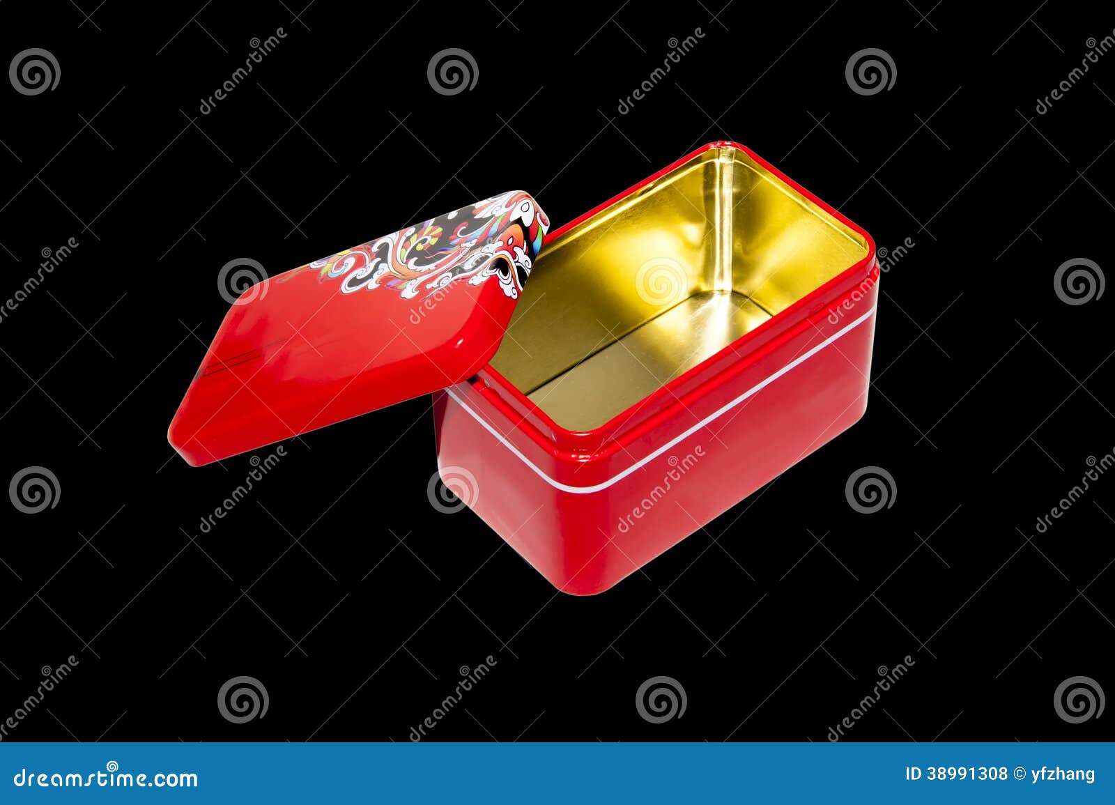 Opened Isolated Red Tea Gift Tin Box Stock Photo - Image of gift, iron ...