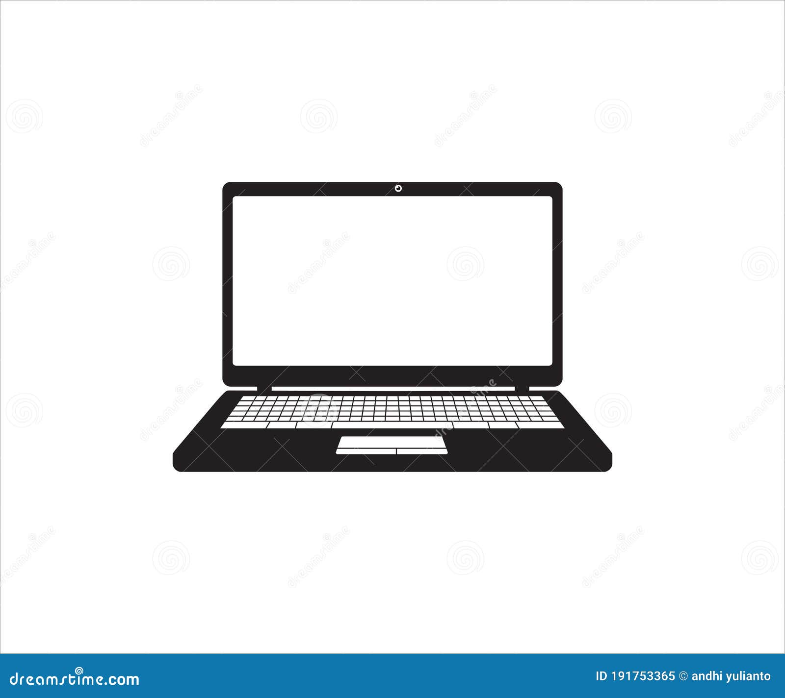Opened Laptop Computer in Front View with Blank Screen Display Vector ...