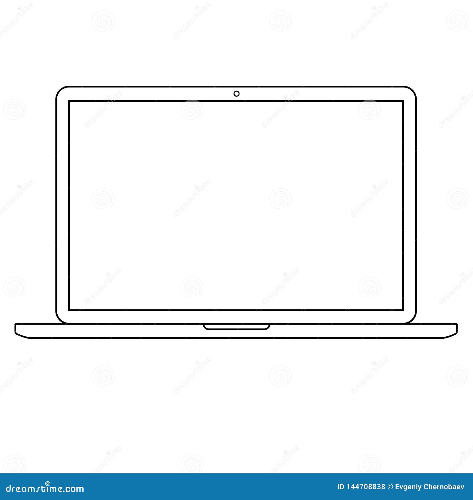 Opened Laptop Notebook Computer with Empty Screen Outline Vector Eps10 ...
