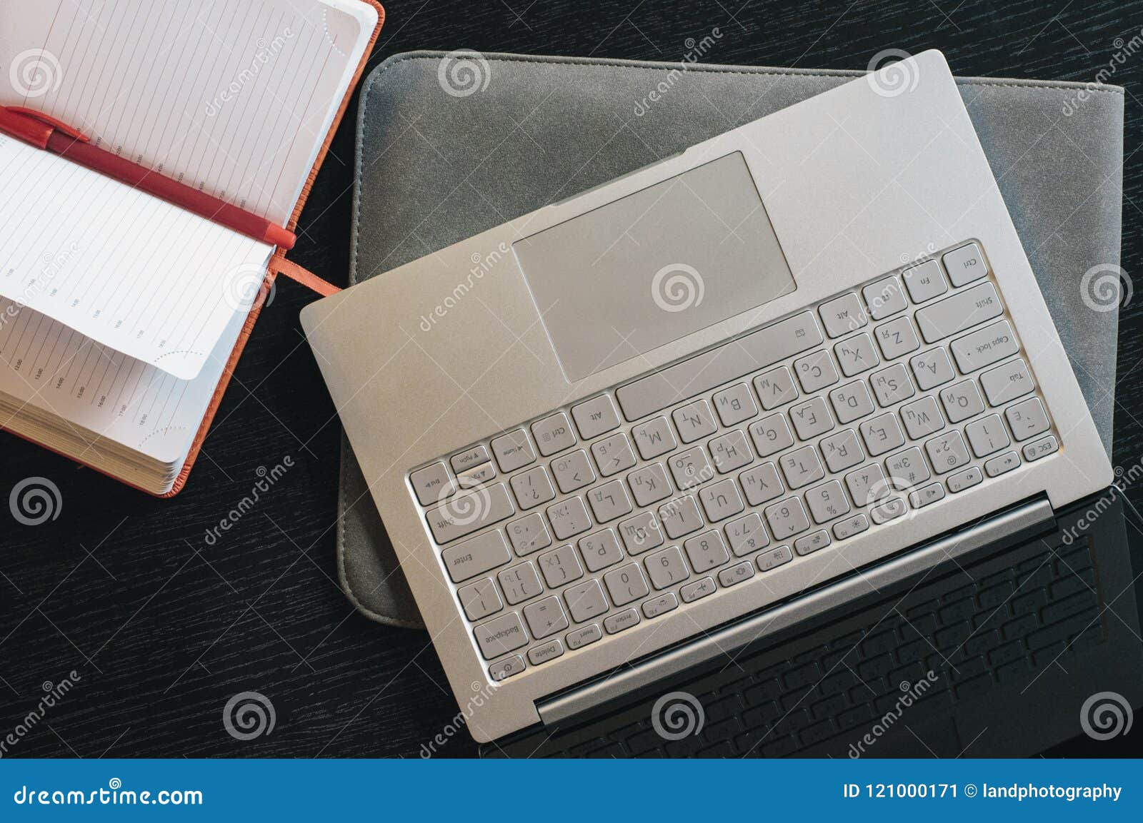 Opened Laptop and Notebook, Top View Editorial Photo - Image of blank ...
