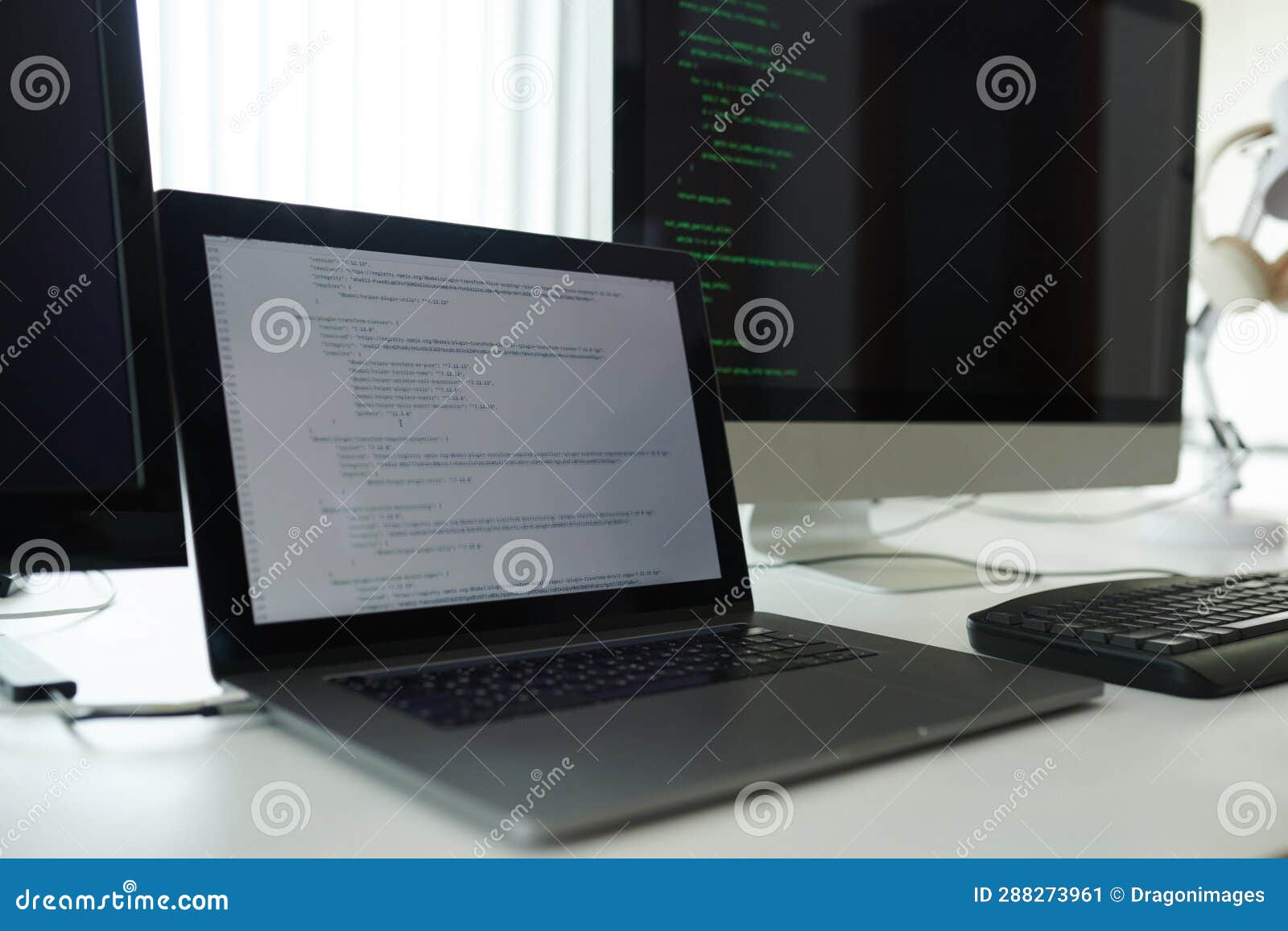 Opened Laptop with Programming Code Stock Image - Image of screen ...