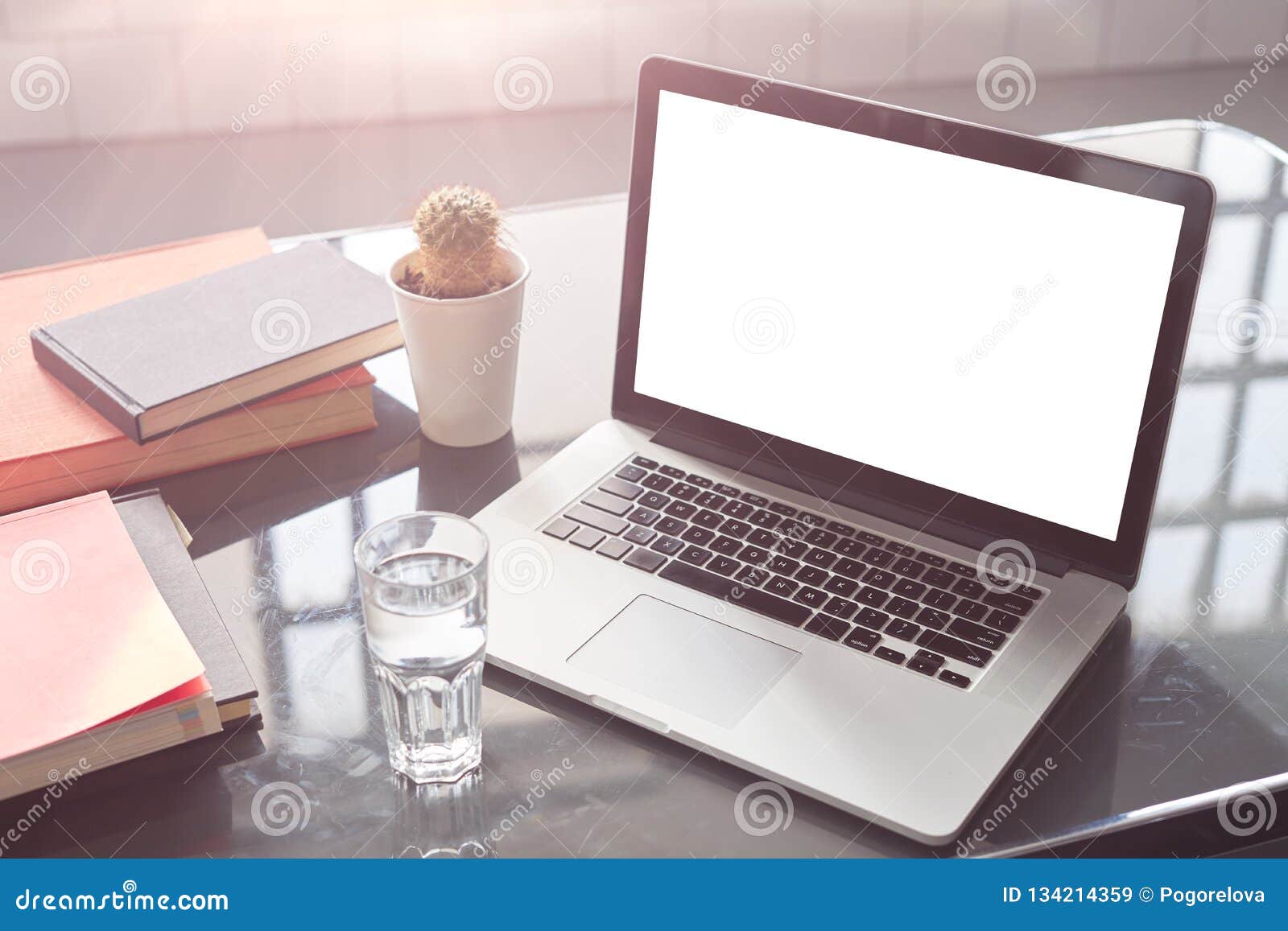 Opened Laptop Screen, Space for Design Layout. Co-working Open Space ...