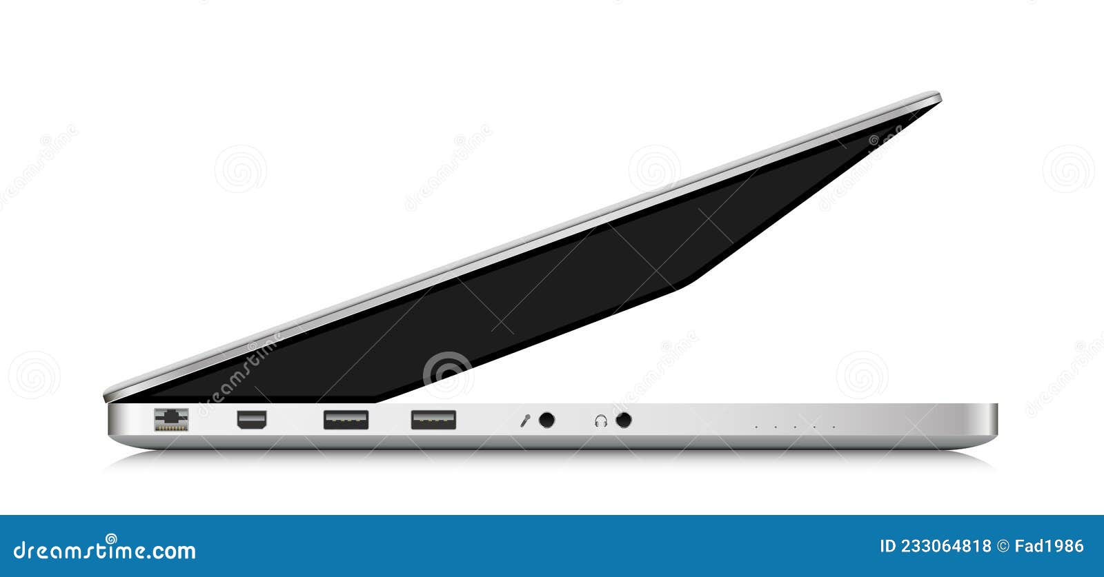 Laptop Side View With Connectors Vector Illustration | CartoonDealer ...