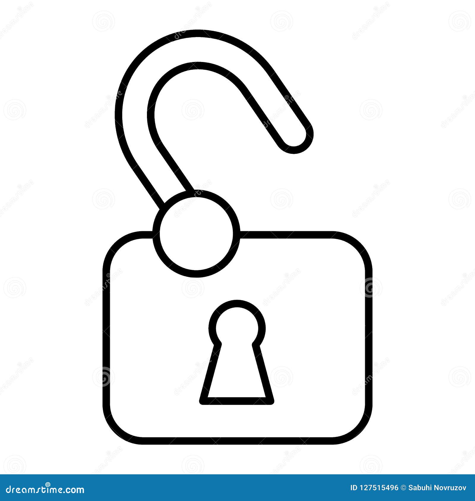 Opened Lock Thin Line Icon. Padlock Vector Illustration Isolated on ...