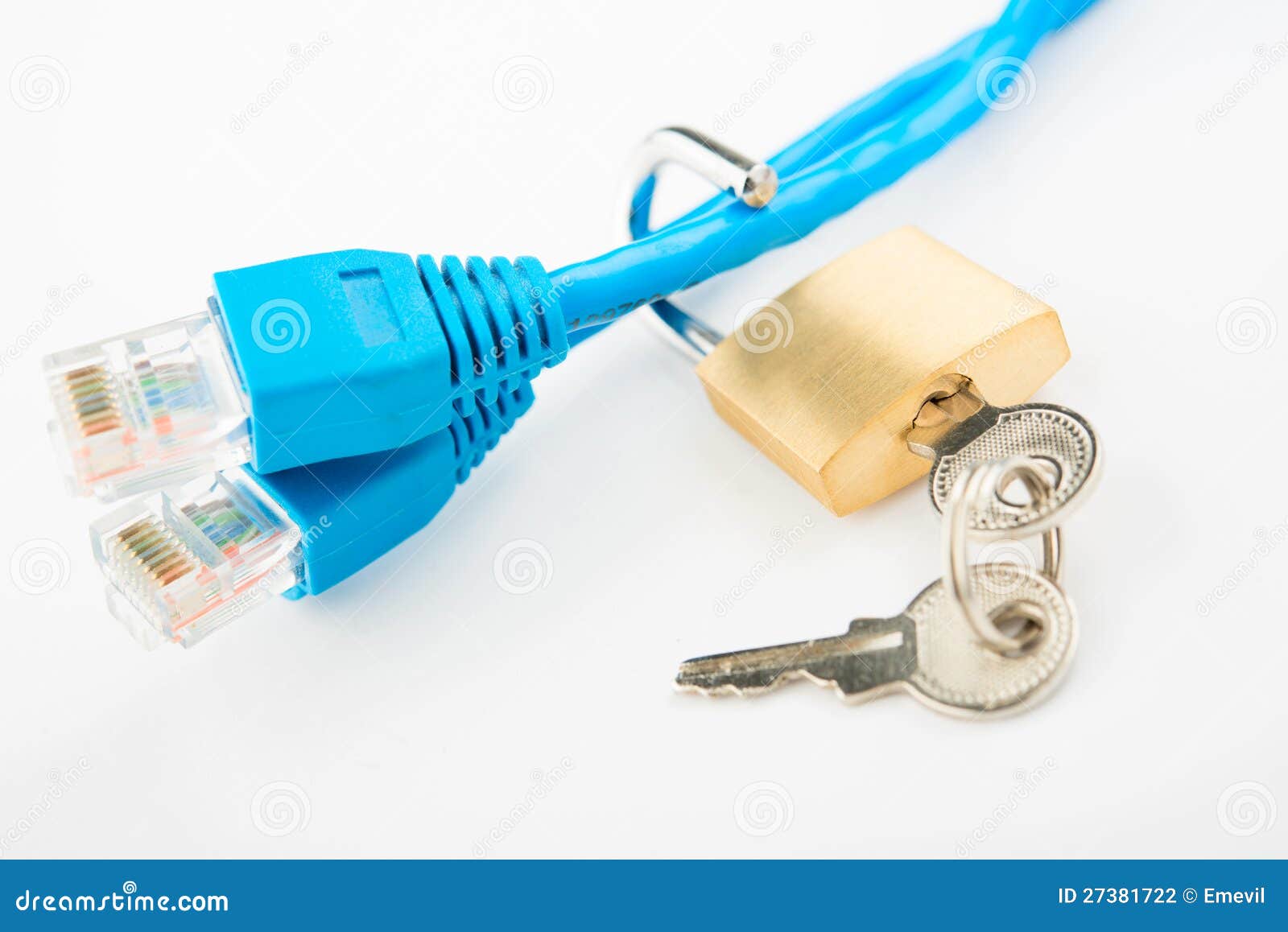Opened Lock and Two Network Cable Stock Photo - Image of computer ...