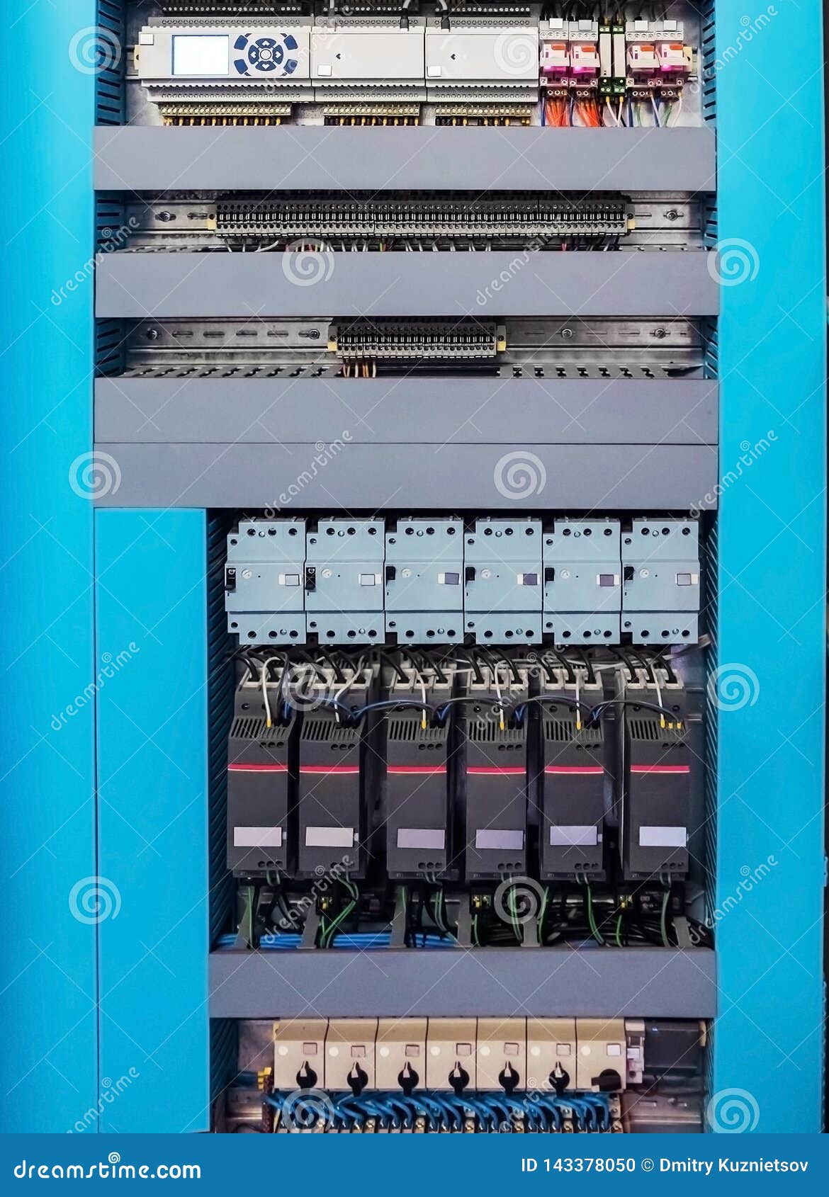 Opened Low-voltage Control Box for HVAC System on the Wall of the ...