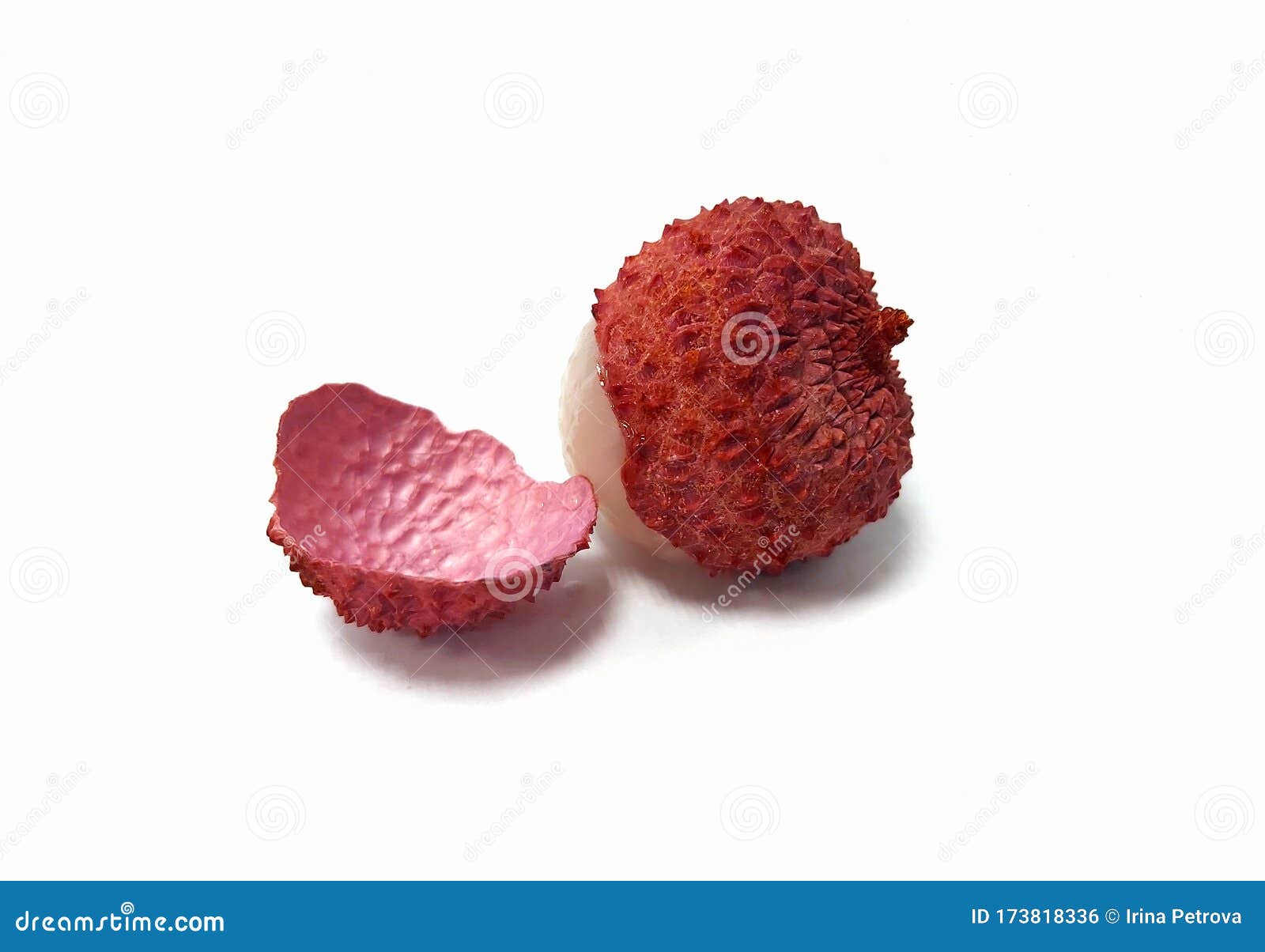Opened Lychee Fruit on a White Background Stock Photo - Image of lychee ...