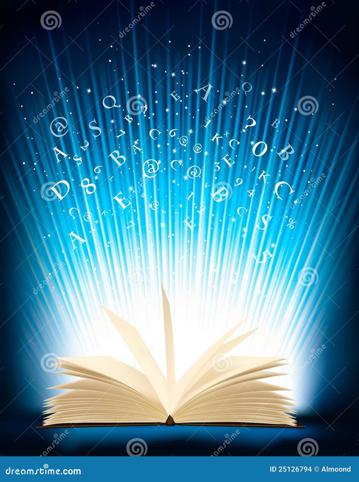 Opened Magic Book with Magic Light Stock Vector - Illustration of blank ...