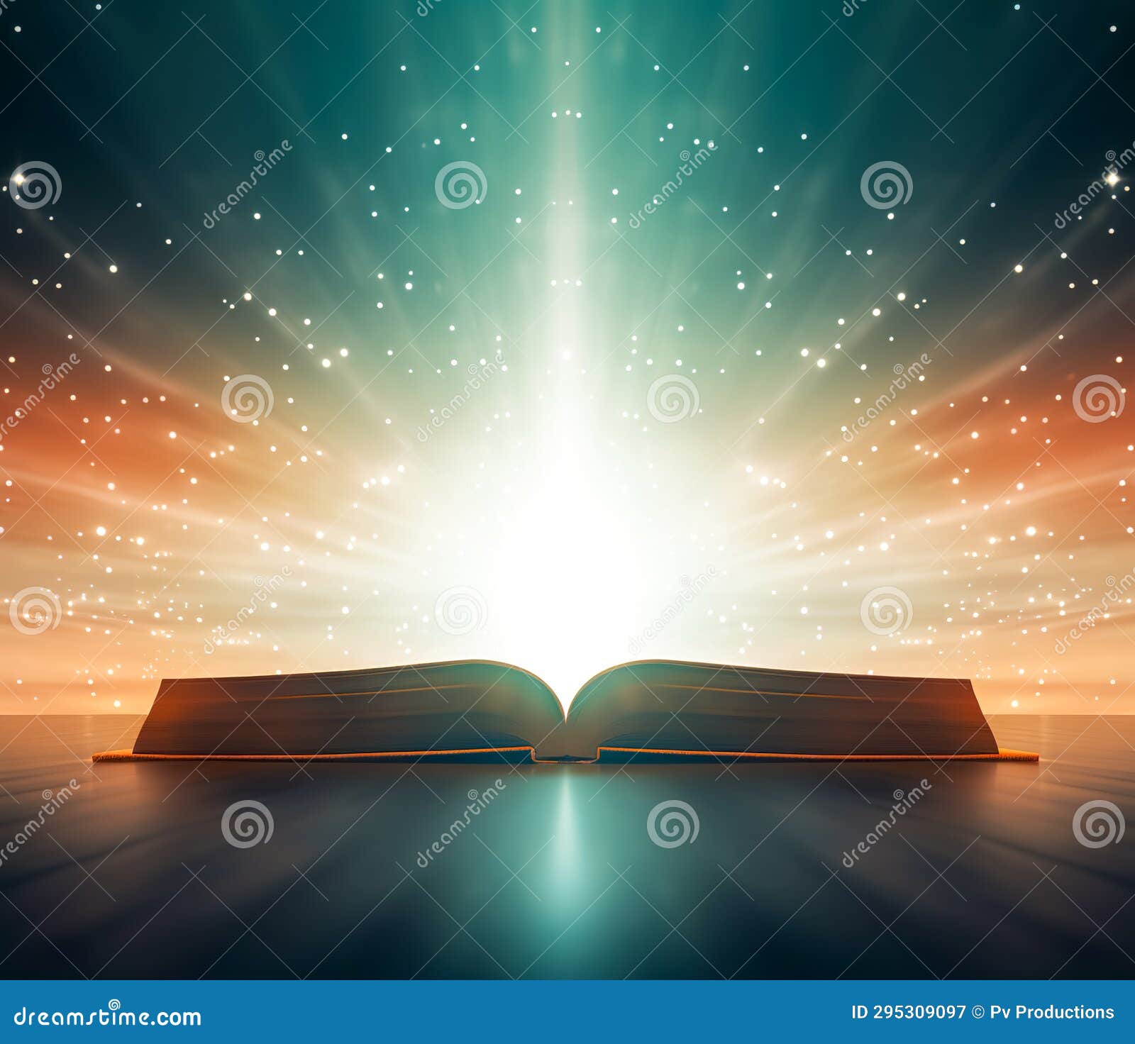 Opened Magic Book with Bright Sparkling Light Rays Illuminating the ...