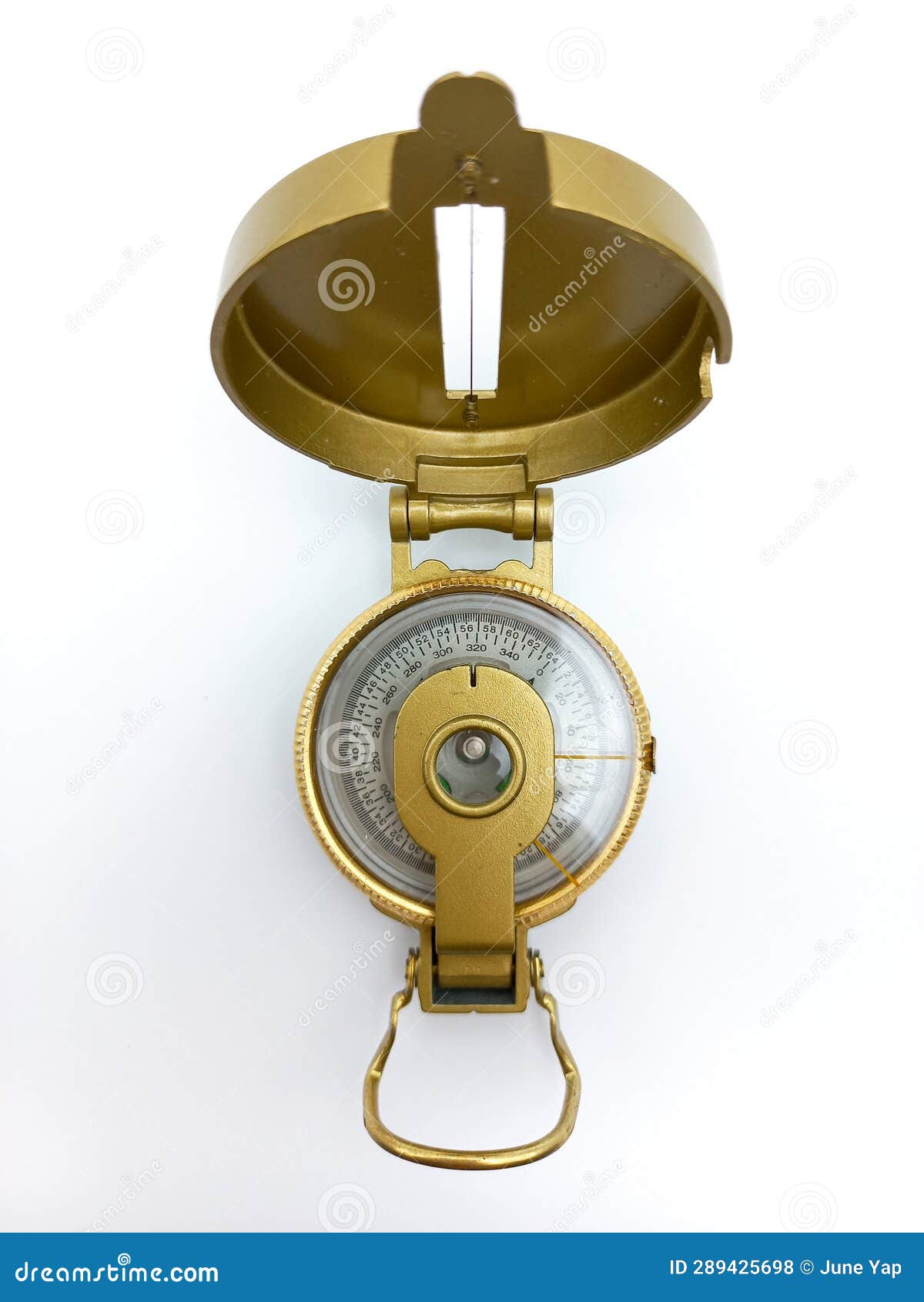 Opened Magnetic Compass Isolated on White Background. Portrait ...