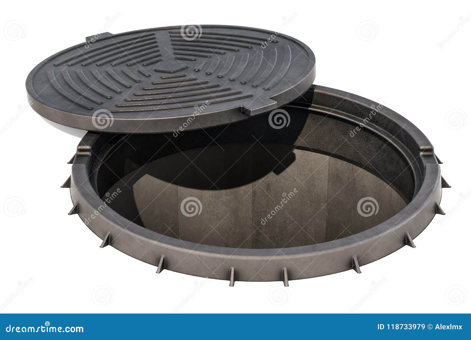 Opened Manhole, 3D Rendering Stock Illustration - Illustration of ...