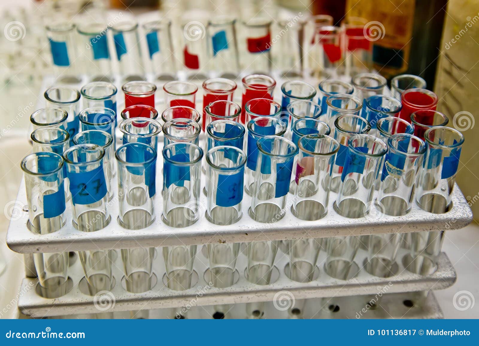 Opened Marked Test Tubes for Samples for Analysis in Laboratory Stock ...
