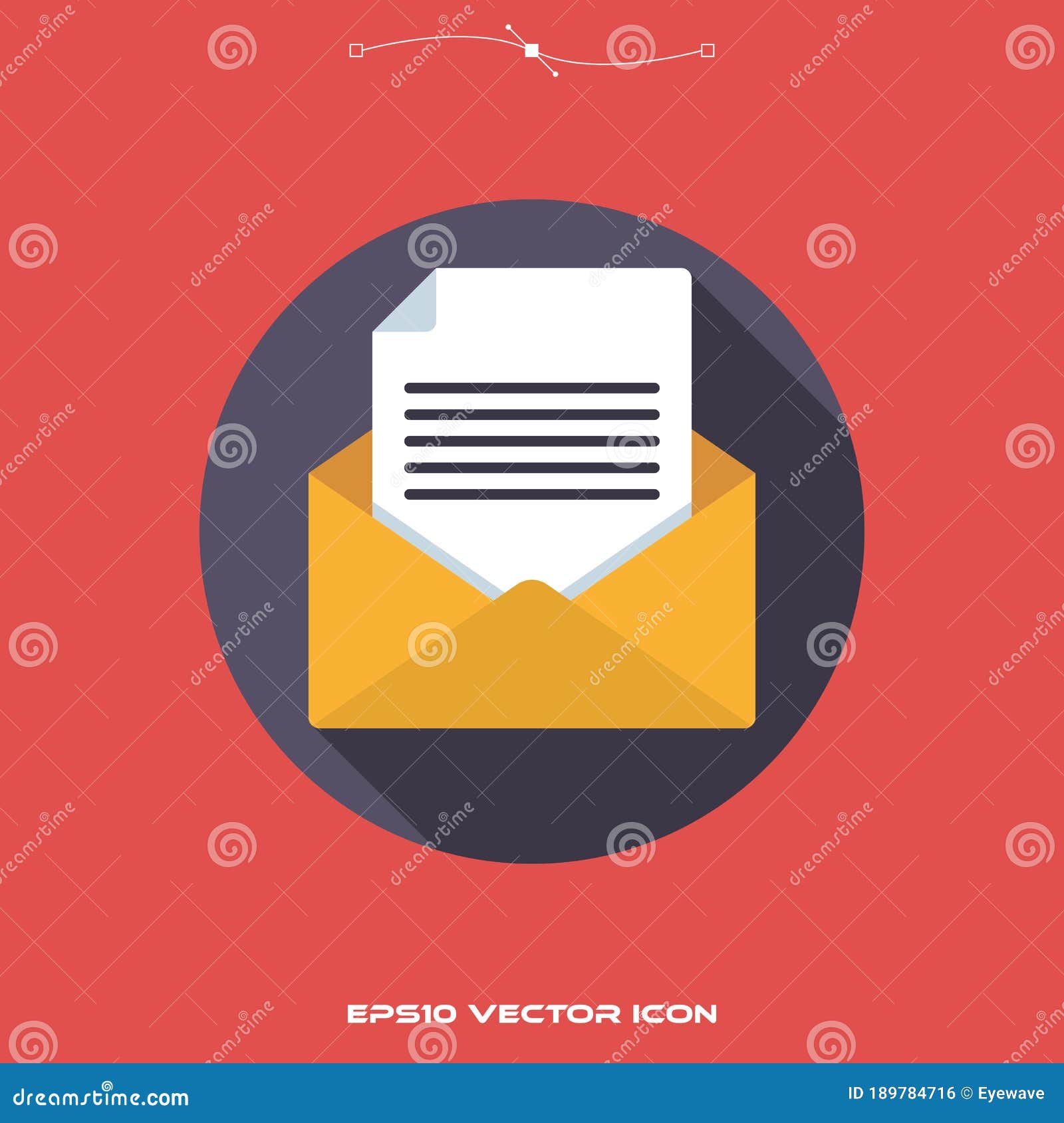 Opened Message Envelope Flat Design Long Shadow Ico Stock Vector ...