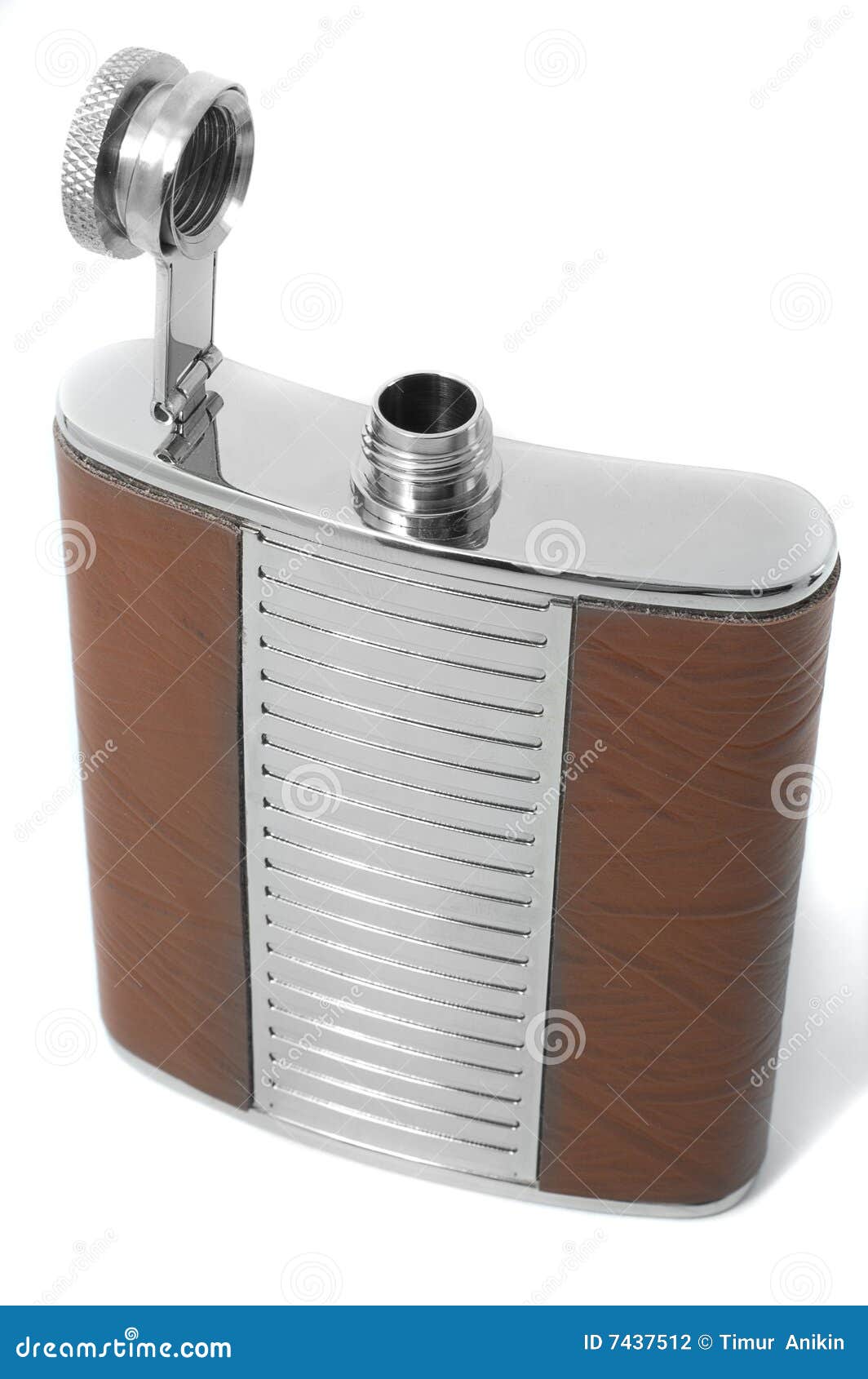 Opened Metal Flask for Alcohol Stock Photo - Image of mirror, alcoholic ...