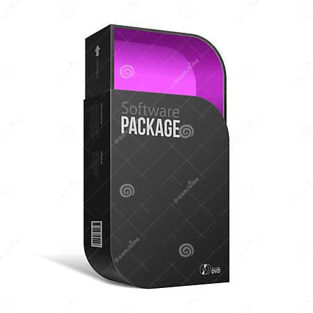 Opened Modern Black Software Package Box with Rounded Corners Pink ...