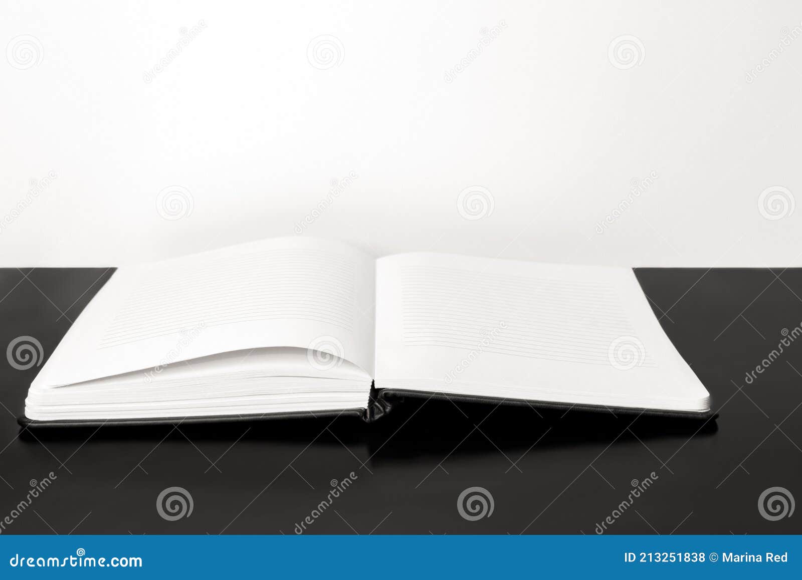 Opened Notebook, Black-white Background. Stock Photo - Image of mockup ...