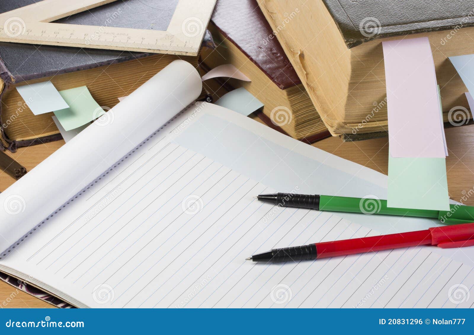 Opened Notebook, Old Books, Pens Stock Photo - Image of writing ...