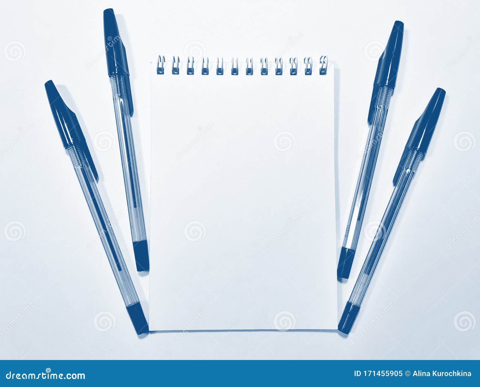 Opened Notebook Paper with Pen. PANTONE Blue, Classic Blue, Phantom ...