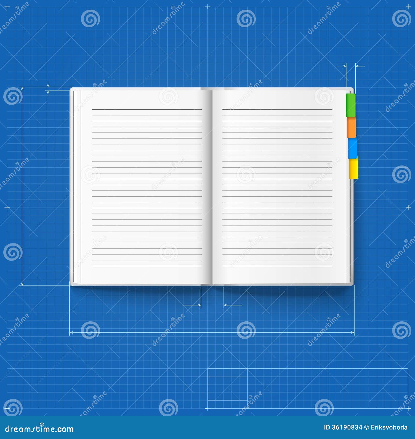 Opened Notebook Stylized Drawing Stock Vector - Illustration of ...