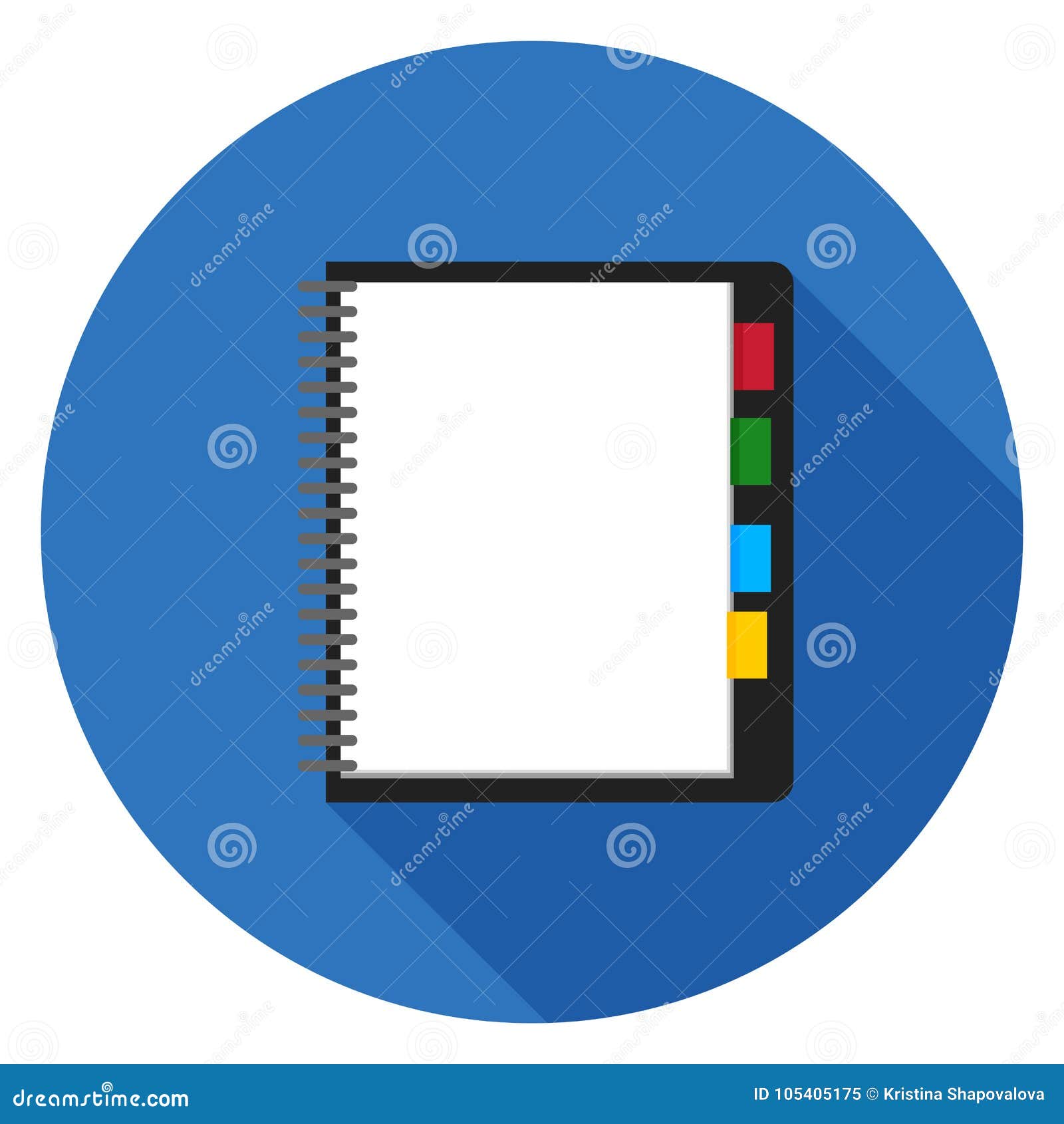 Opened Notepad Icon in Flat Design. Stock Illustration - Illustration ...
