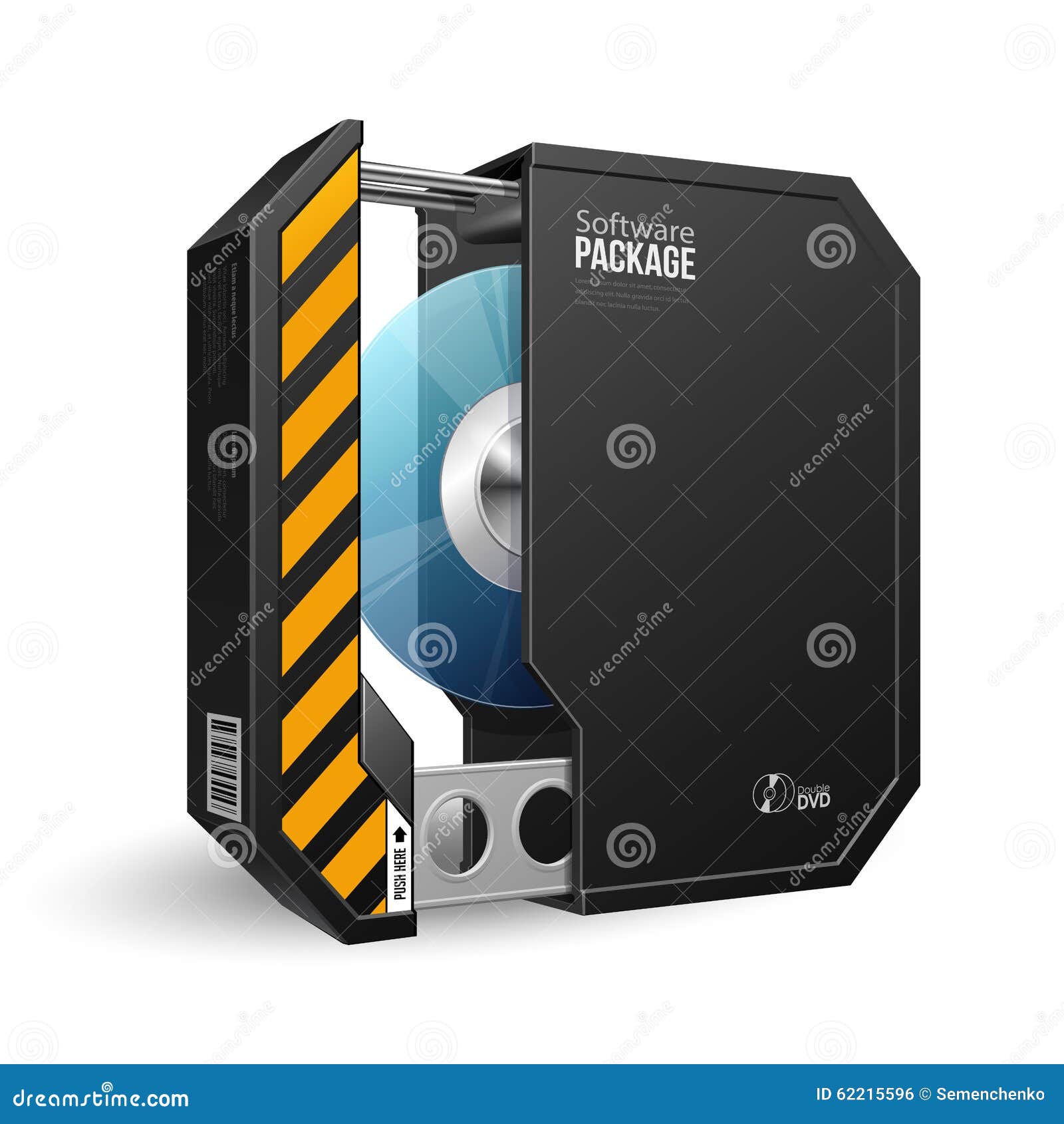 Opened Octagon Modern Black Software Package Box Stock Vector ...