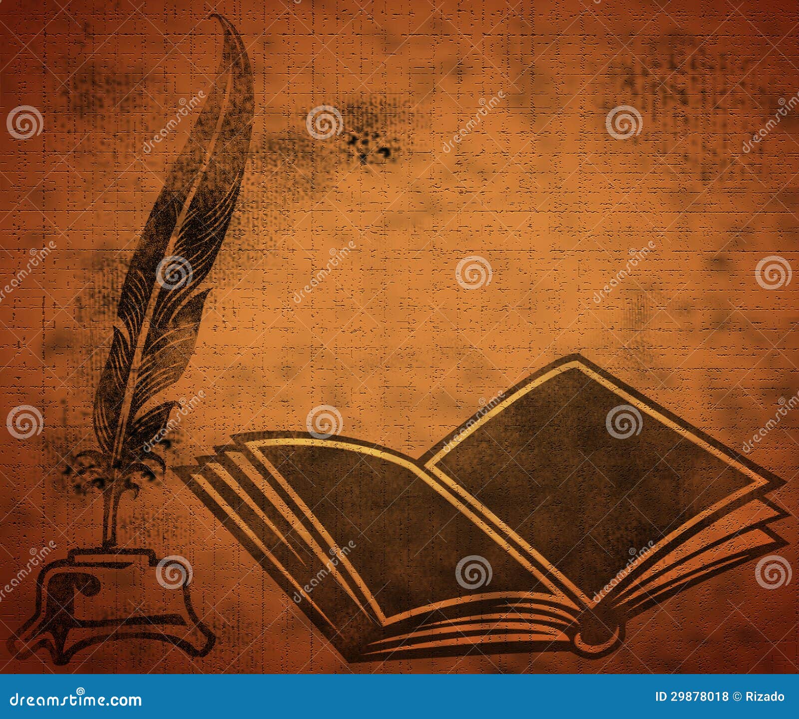 Opened book with quill stock illustration. Illustration of ...