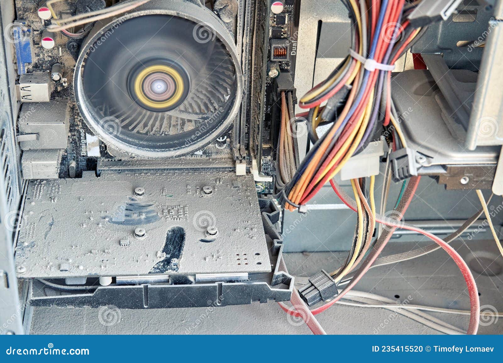 Opened Old Desktop Pc is Covered with a Thick Layer of Dust Stock Photo ...