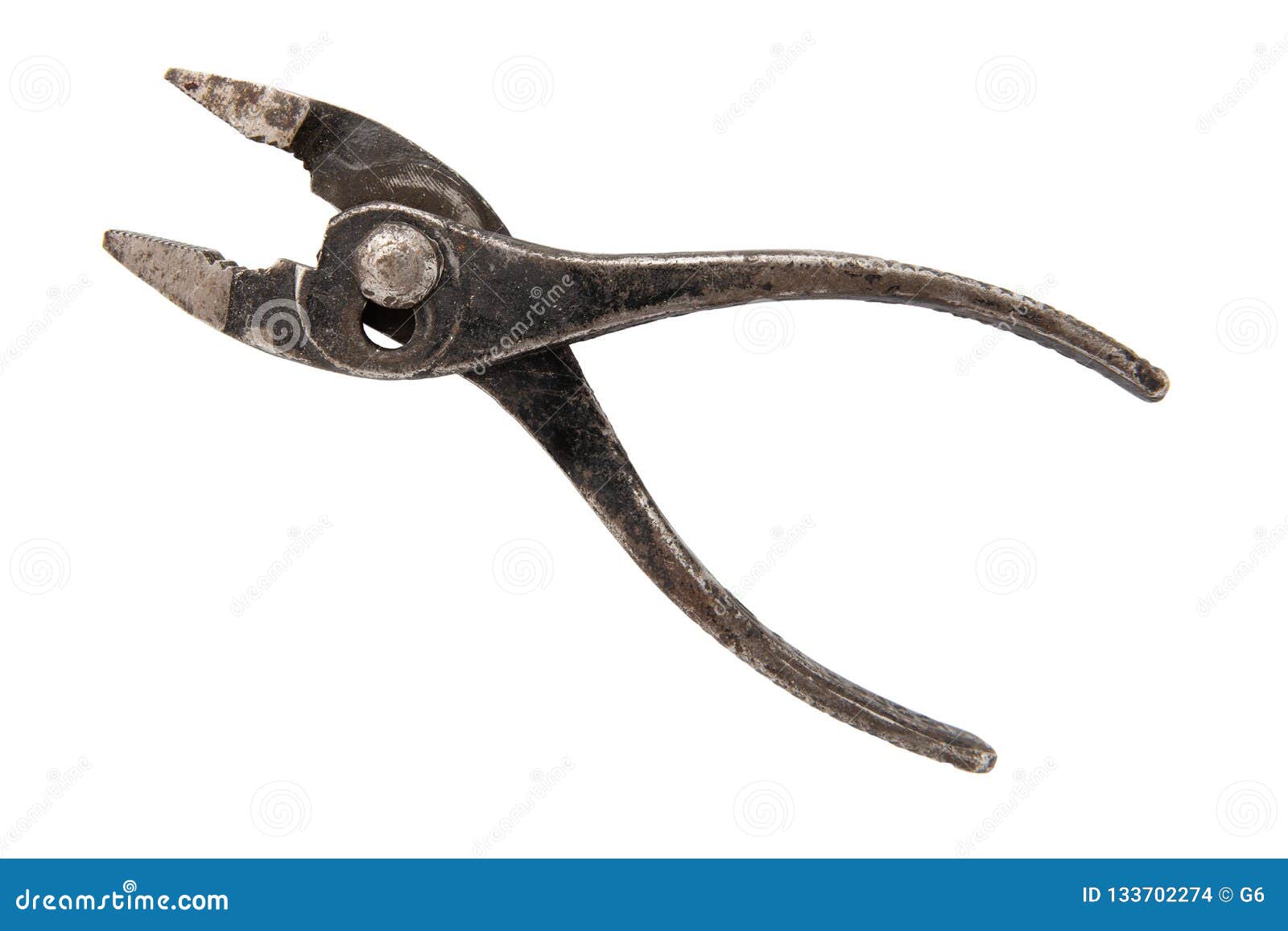 Old Rusty Vintage Pliers Isolated on White Background Side View Stock ...