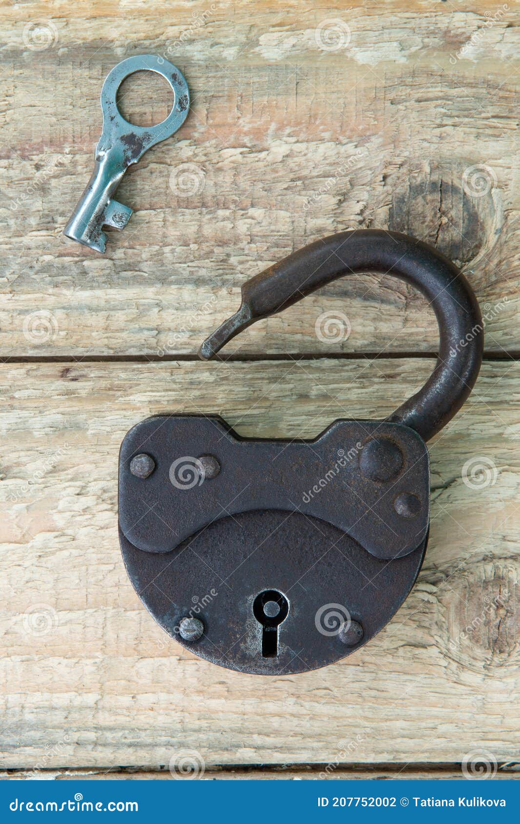 Opened Old Rusty Lock with Key. Copy Space. Looking for Problem ...