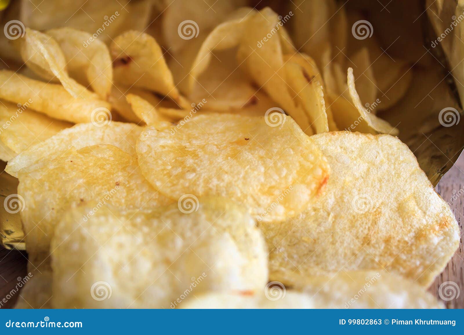 Opened Pack of Delicious Potato Chips Stock Image - Image of pile ...