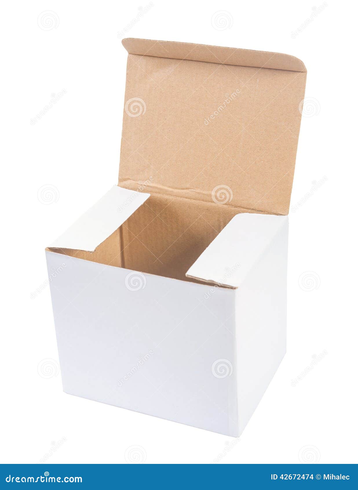 Opened Paper Box Isolated on White Background Stock Photo - Image of ...
