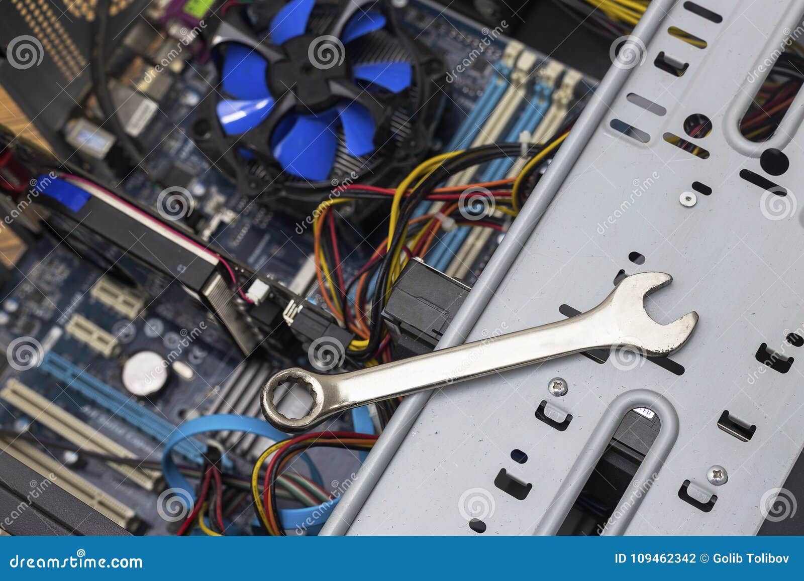 Opened PC Computer Case and a Wrench Stock Photo - Image of open ...