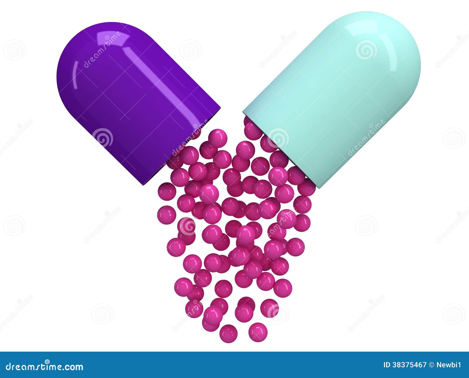 Opened pill capsule. 3D stock illustration. Illustration of narcotic ...