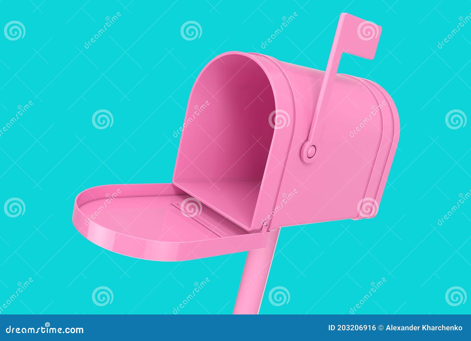 Opened Pink Mail Box Mock Up in Duotone Style. 3d Rendering Stock ...