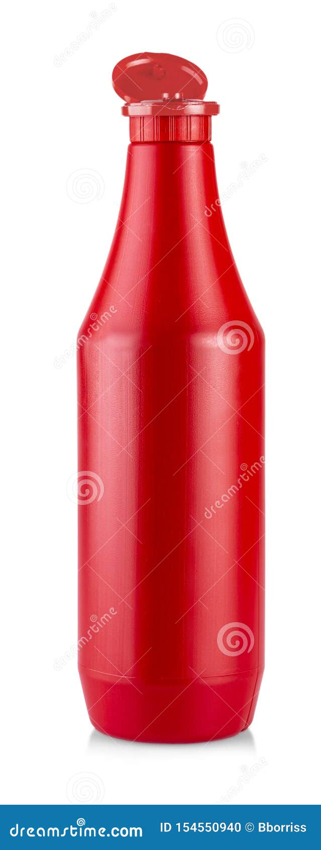 The Opened Plastic Bottle of Ketchup Sauce Isolated on White Background ...