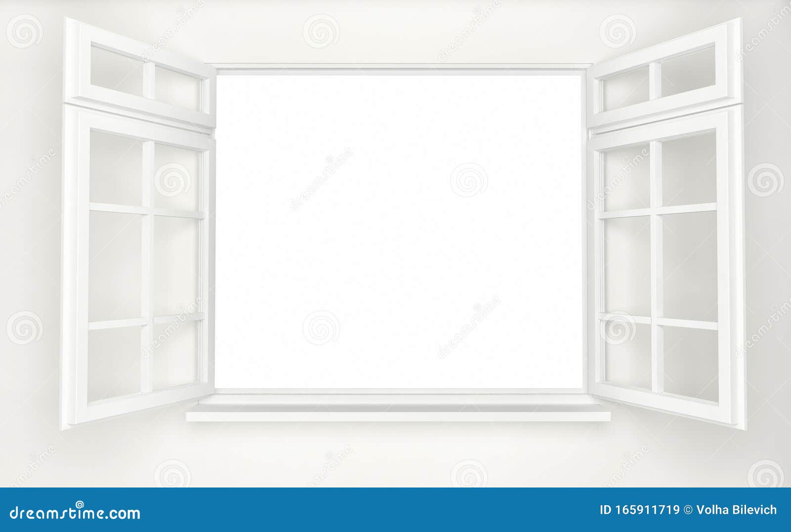 An Opened Plastic White Window. 3d Render Stock Illustration ...
