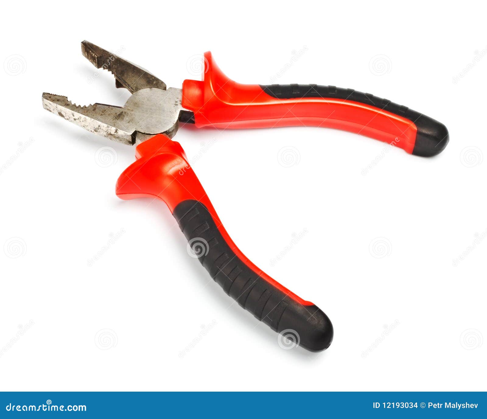 Opened Pliers with Red Handle Stock Photo - Image of grey, isolate ...