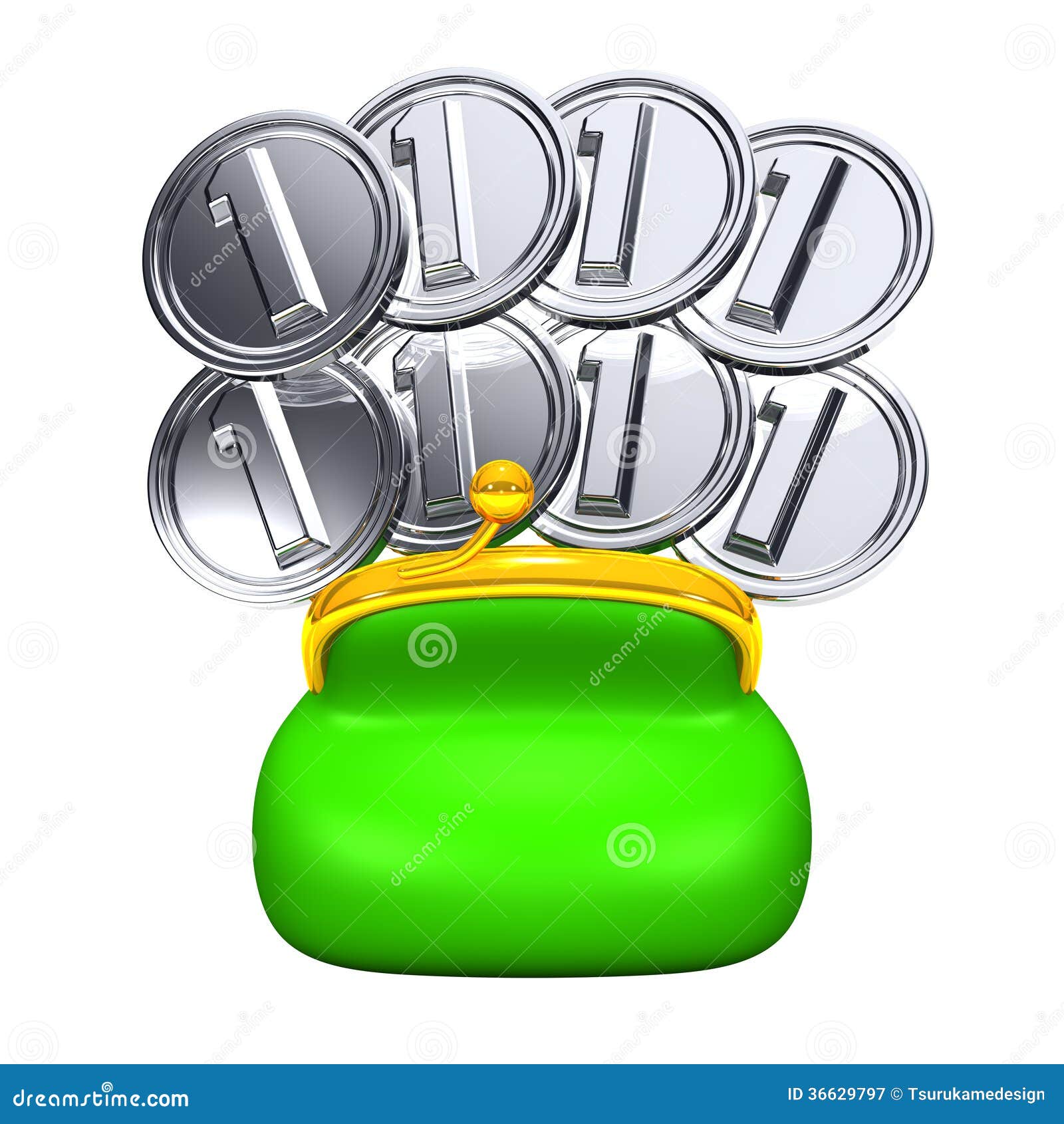 The Red, Opened Purse. Gold Coins Raining To Open Wallet. Golden Coins ...