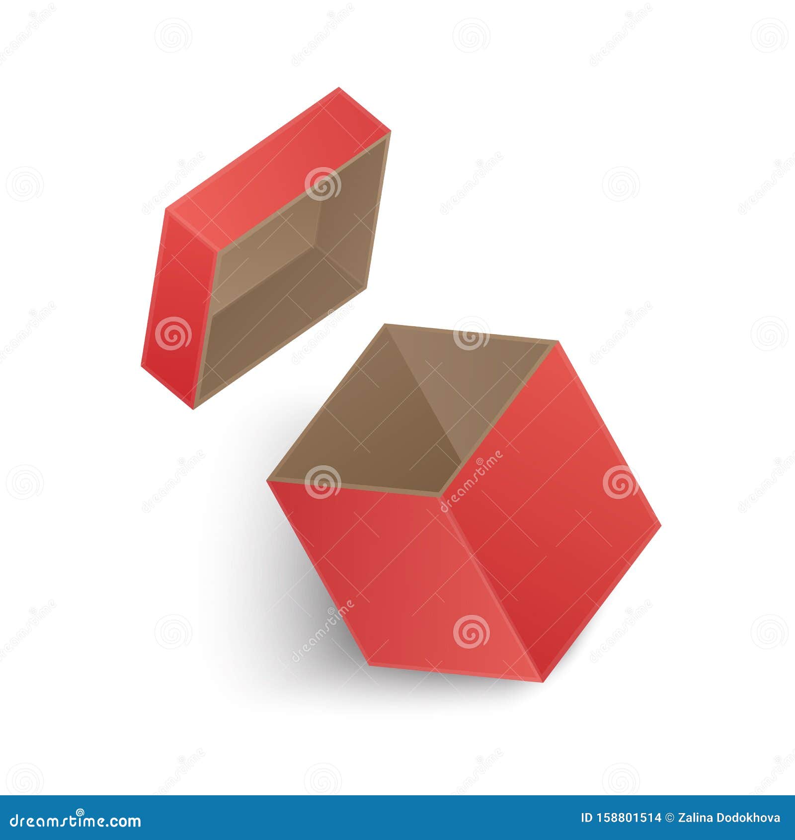 The Opened Red Box Isolated on White Background. Vector Illustration ...