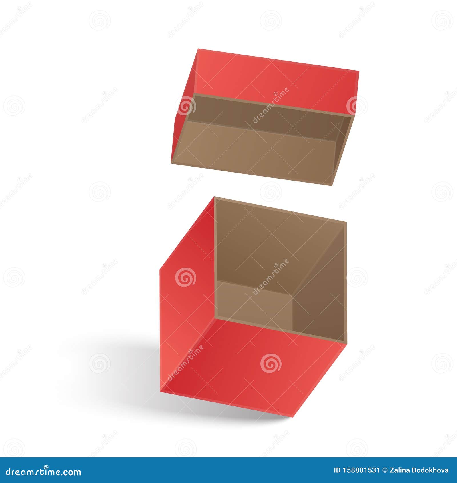 The Opened Red Box Isolated on White Background. Vector Illustration ...