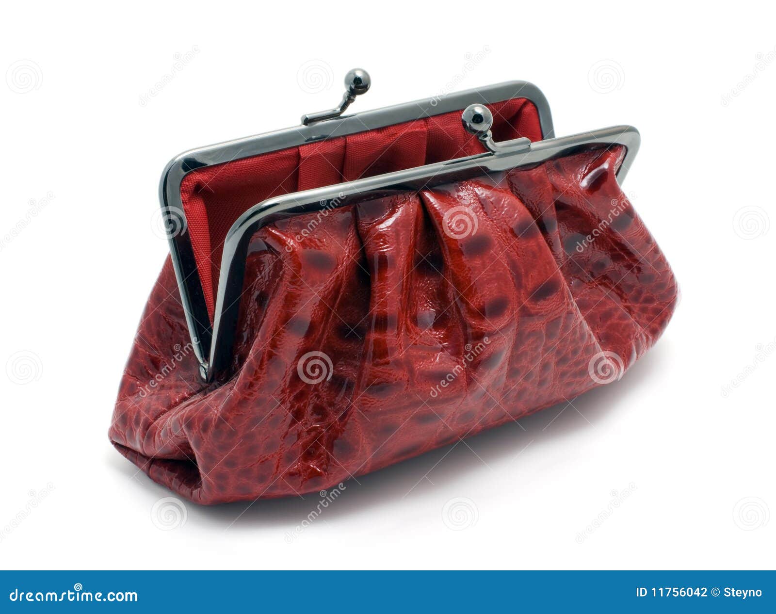 Opened red clutch bag stock photo. Image of change, handbag - 11756042
