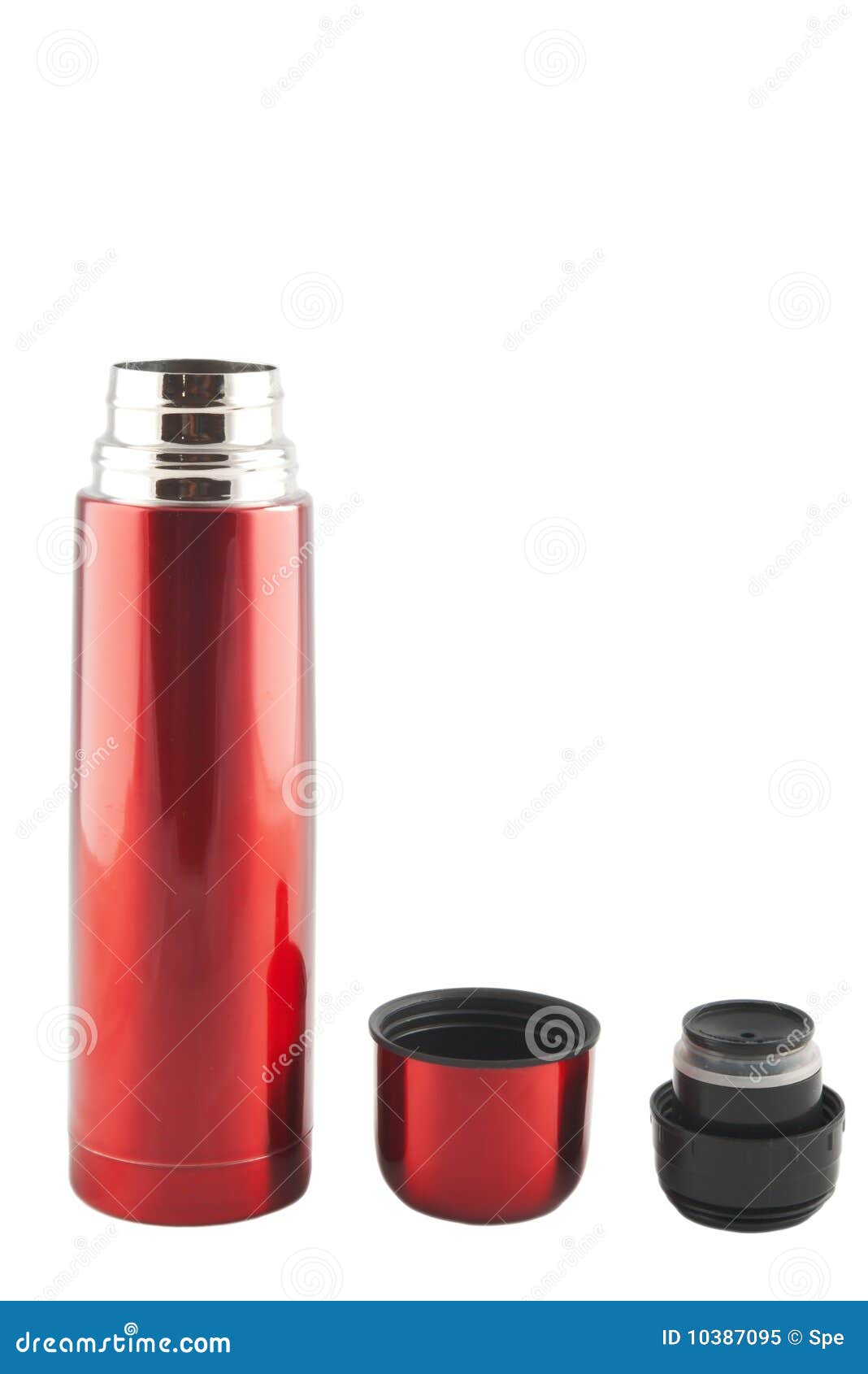 Opened red metal thermos stock image. Image of plug, thermos - 10387095