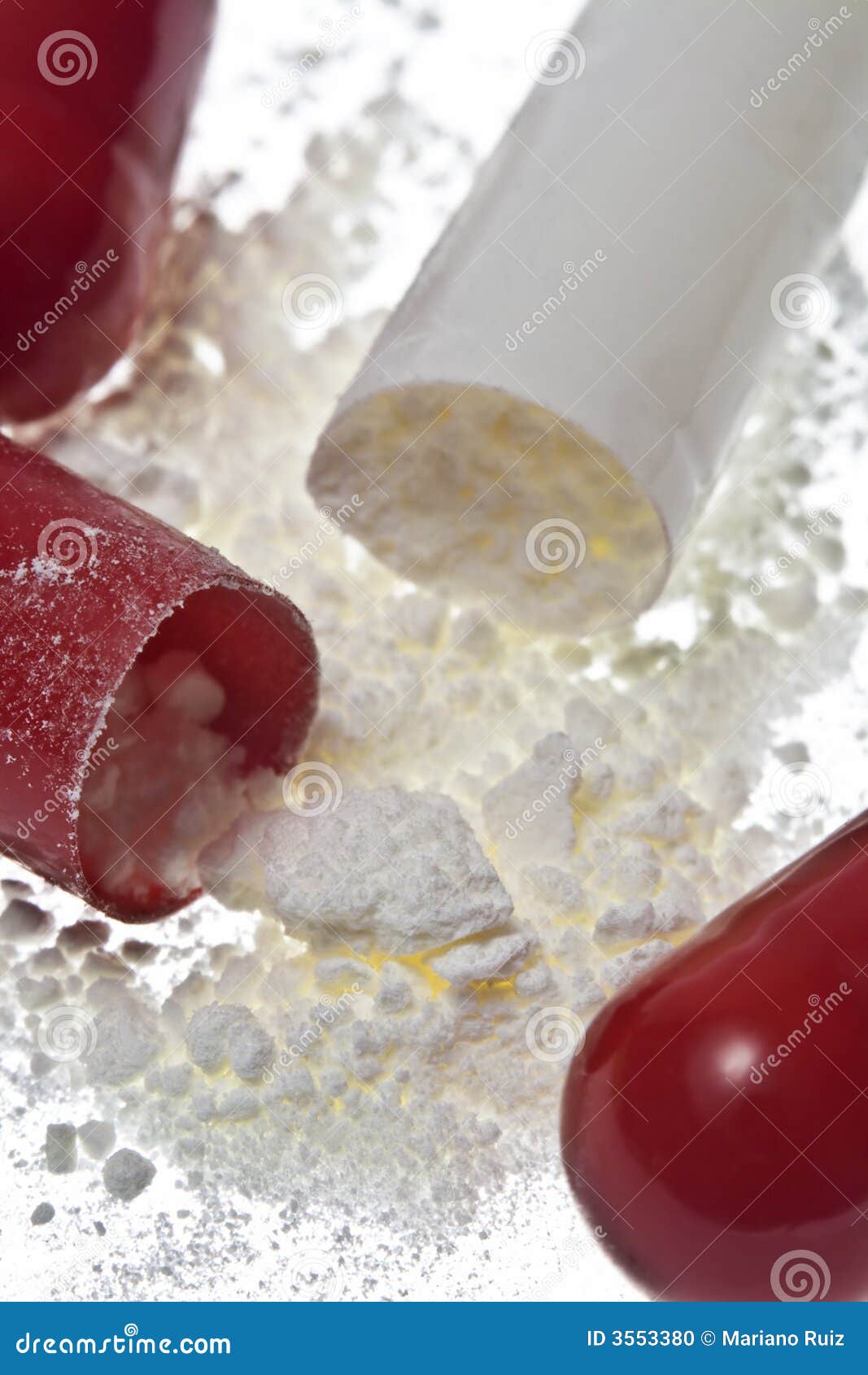 Opened Red and White Capsule Stock Photo - Image of addiction, health ...